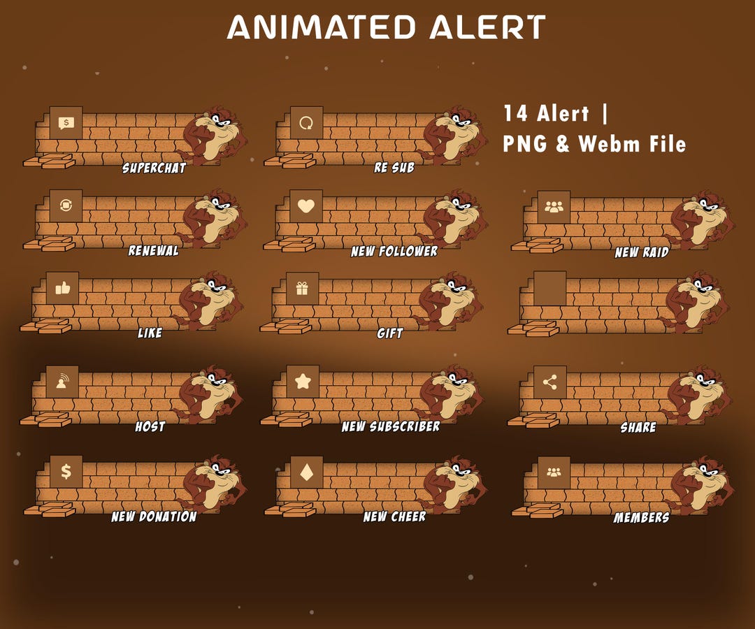 Rampage Spin Animated Stream Alert Overlay Package, Expressive Cartoon ...