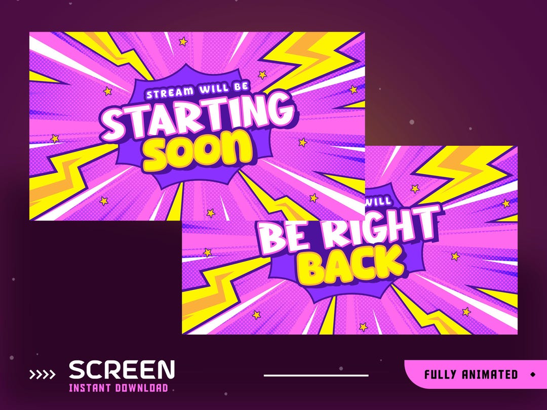 Boom Zap Animated Stream Screen Overlay Package, Animated Twitch ...