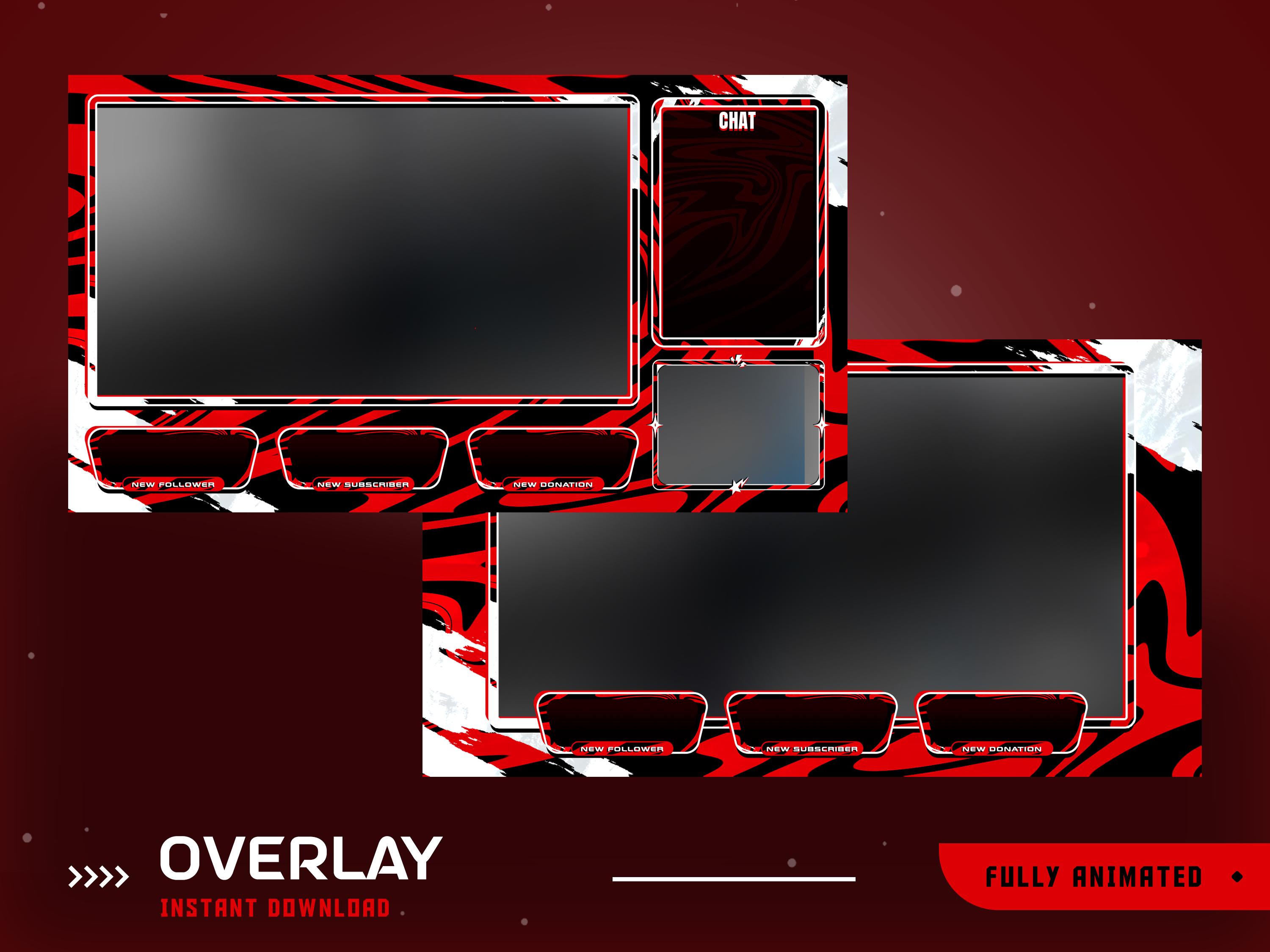 Liquid Animated Stream Overlay Package, Red Black Stream Overlay, Swirl ...
