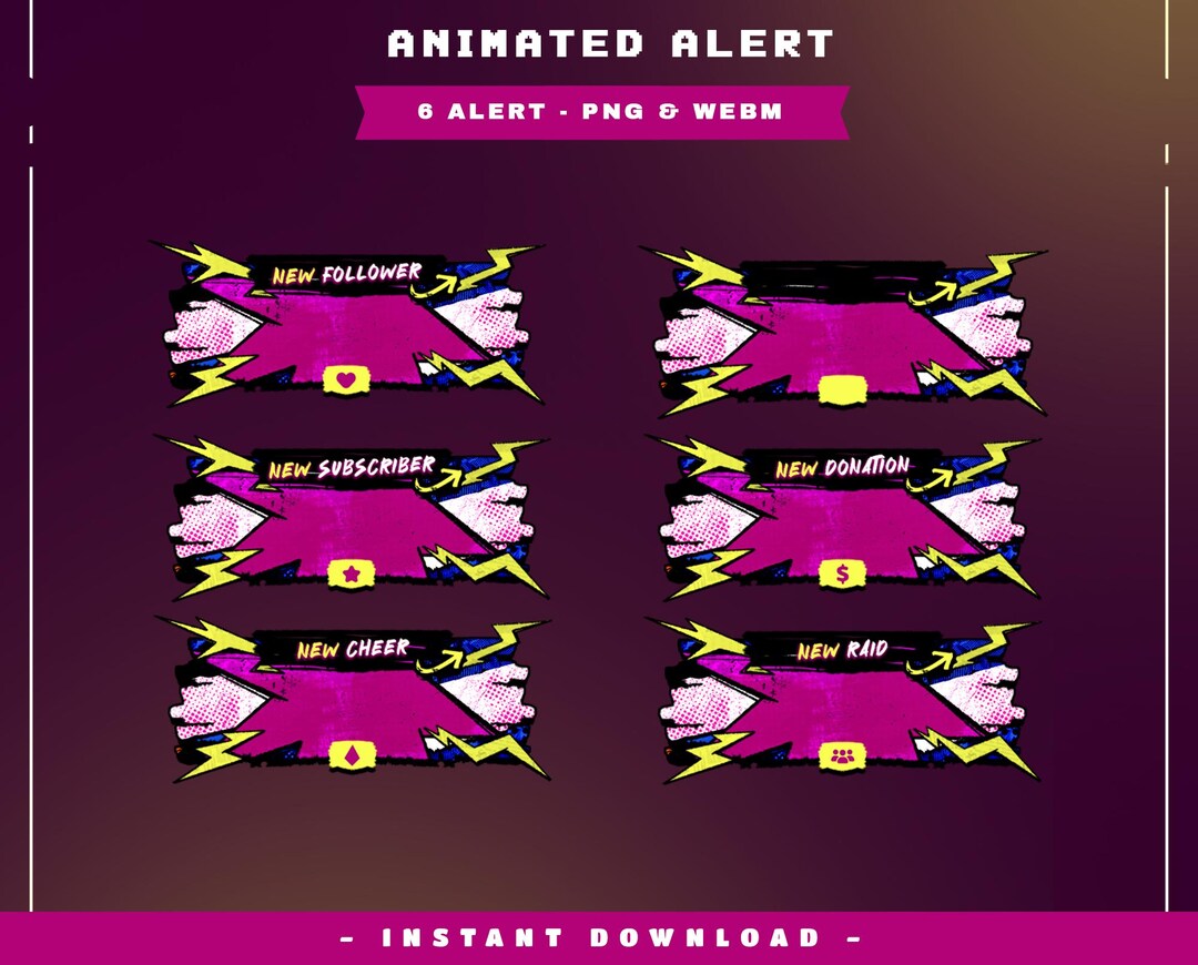 Street Art Animated Stream Alert Overlay Package, Animated Alert ...