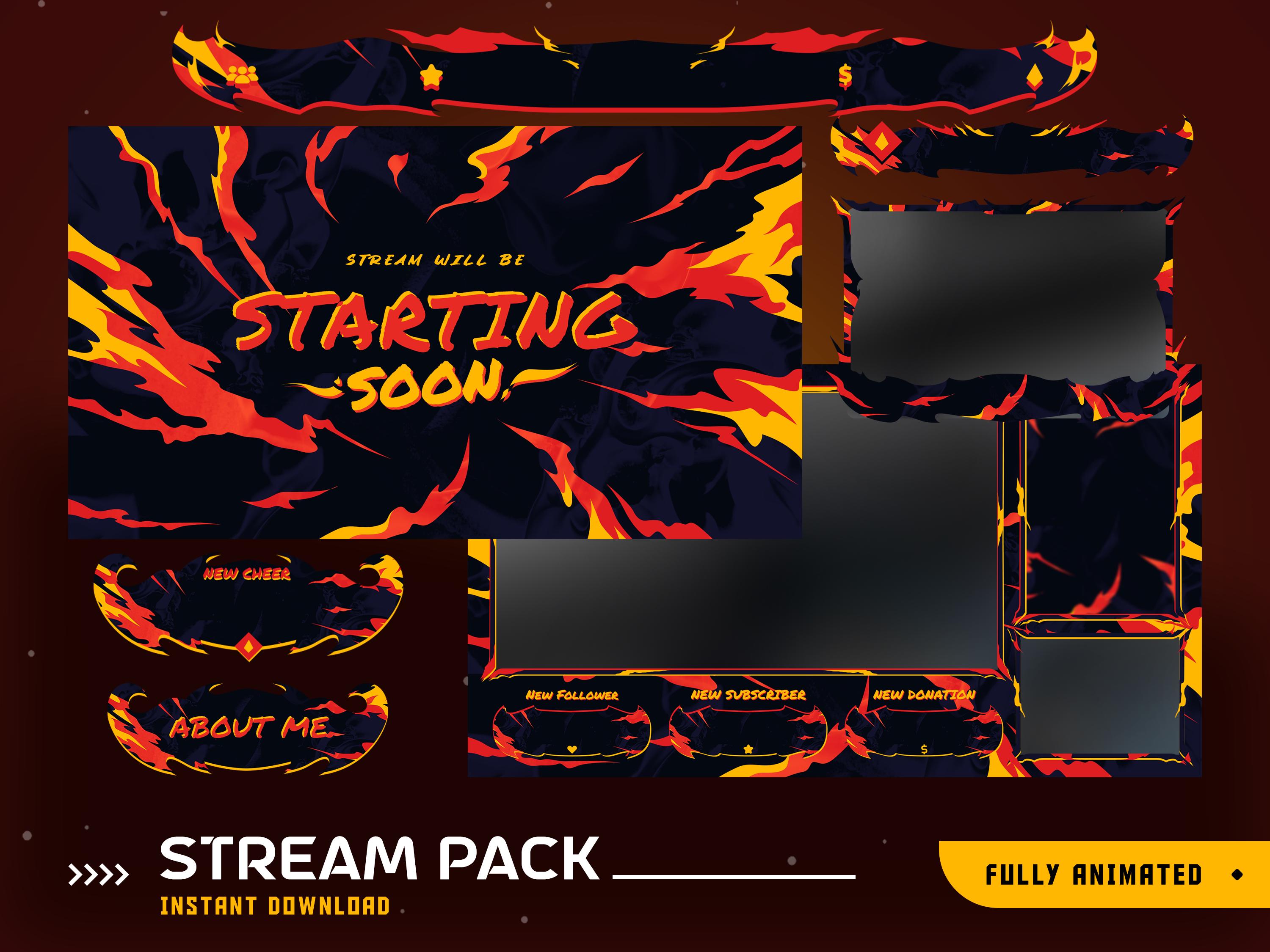Fire Blast Animated Stream Overlay Package, Gaming Fire Overlay, Red ...