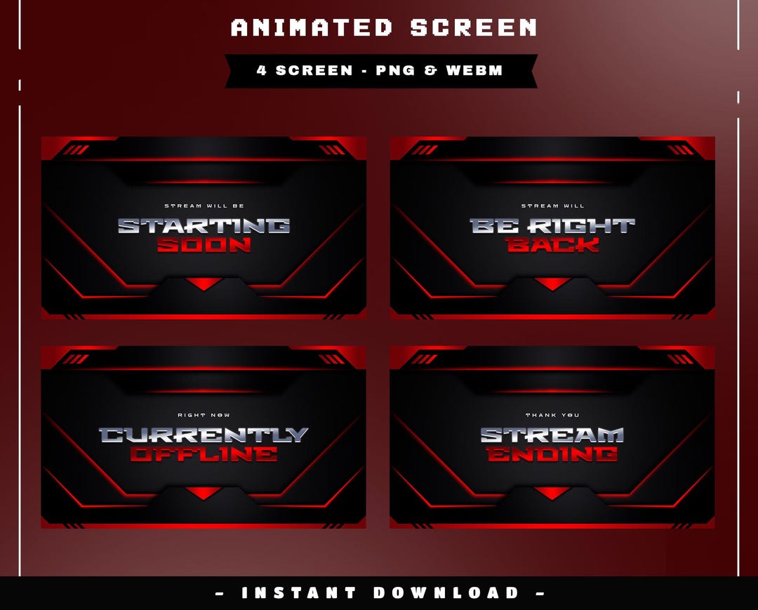 Reinforce Animated Stream Screen Overlay Package, Red and Black ...