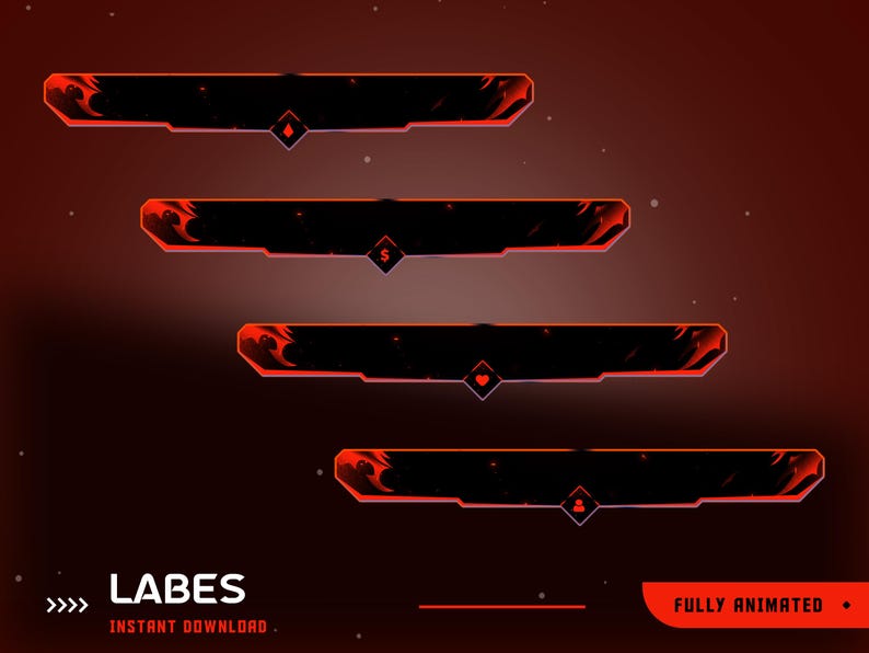 Spark Animated Stream Overlay Package, Animated Dark Vtuber Twitch, Red ...