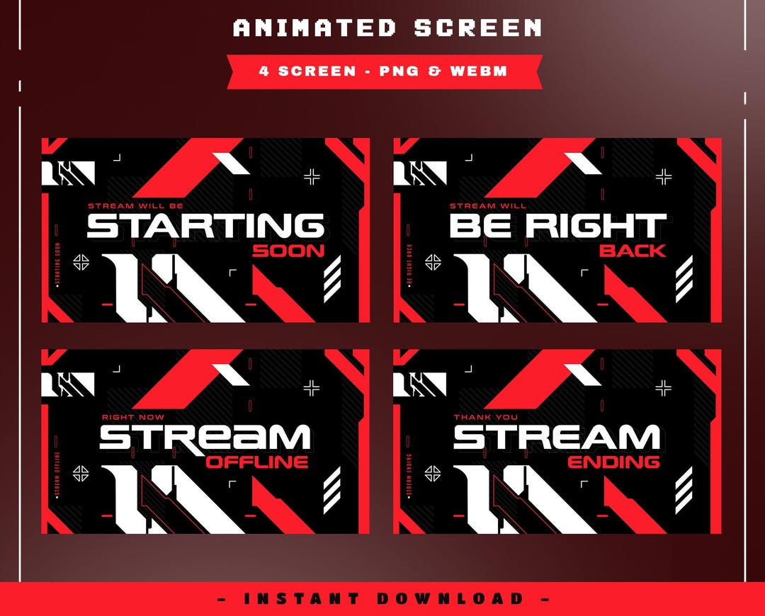 Hyper Grid Animated Stream Screen Overlay Package, Horizontal and ...