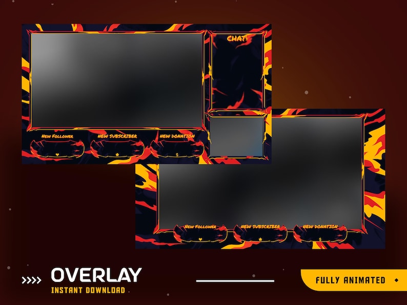 Fire Blast Animated Stream Overlay Package, Gaming Fire Overlay, Red ...