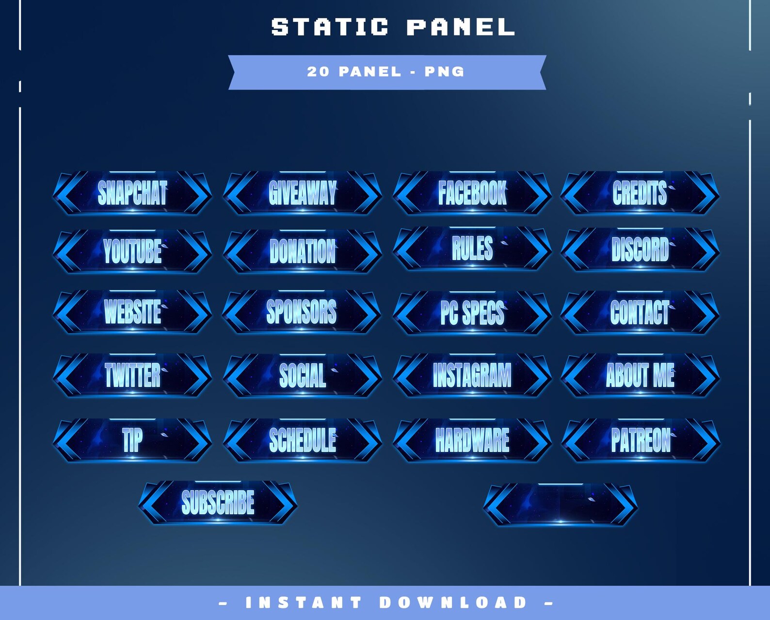 Atmosphere Static Stream Panel Overlay Package, Blue Vtuber Twitch ...