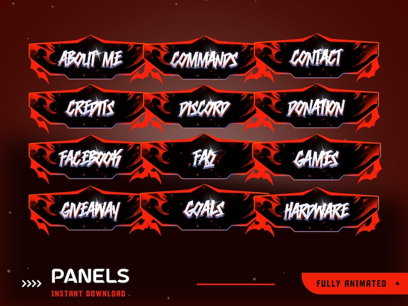 Spark Animated Stream Overlay Package, Animated Dark Vtuber Twitch, Red ...