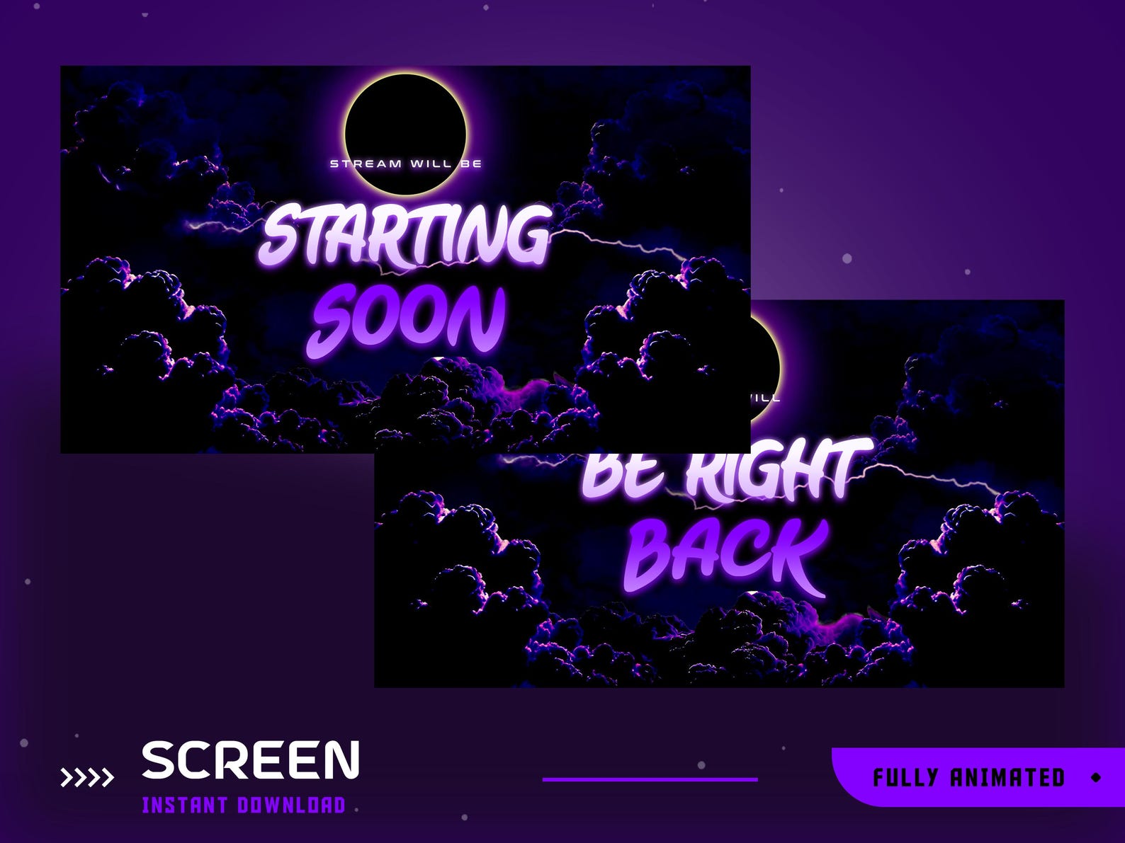 Void Light Animated Stream Overlay Package, Solar Eclipse Art Twitch ...