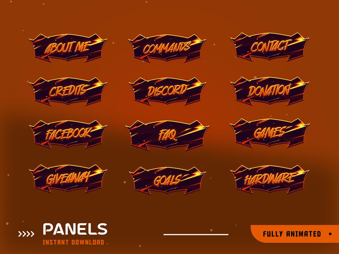 Hellfire Drift Static Stream Panel Overlay Package, Orange Gaming ...