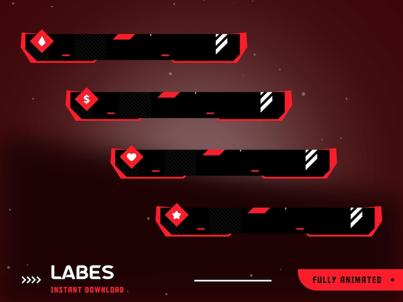 Hyper Grid Animated Stream Overlay Package, Red Black Theme Overlay ...