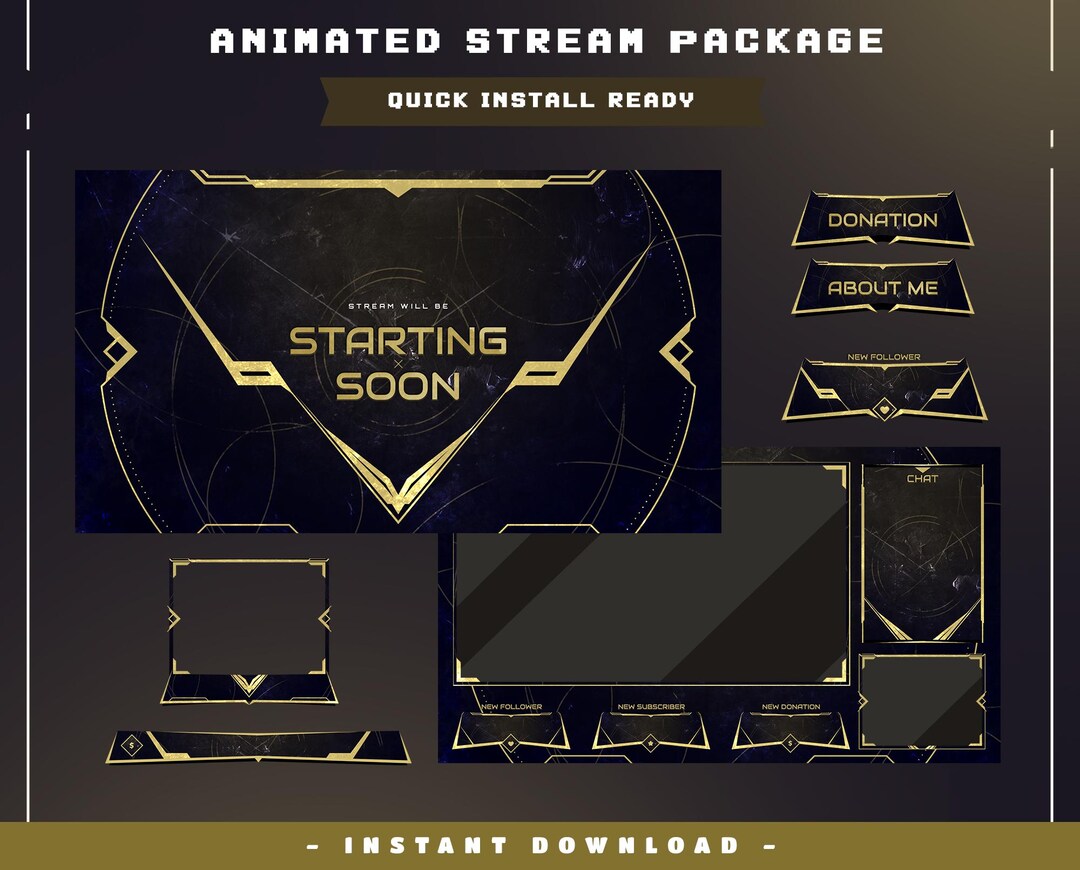 Warframe Animated Stream Overlay Package, Animated Dark Vtuber Twitch ...