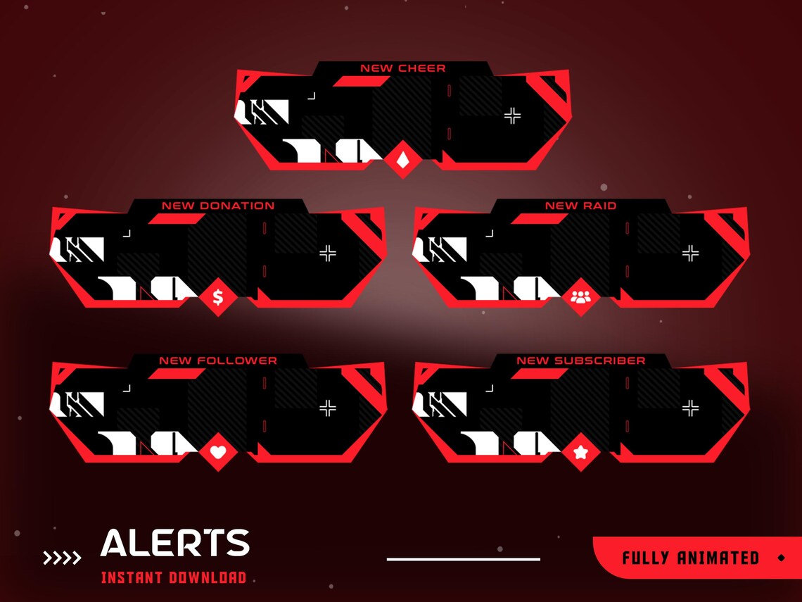 Hyper Grid Animated Stream Overlay Package, Red Black Theme Overlay ...