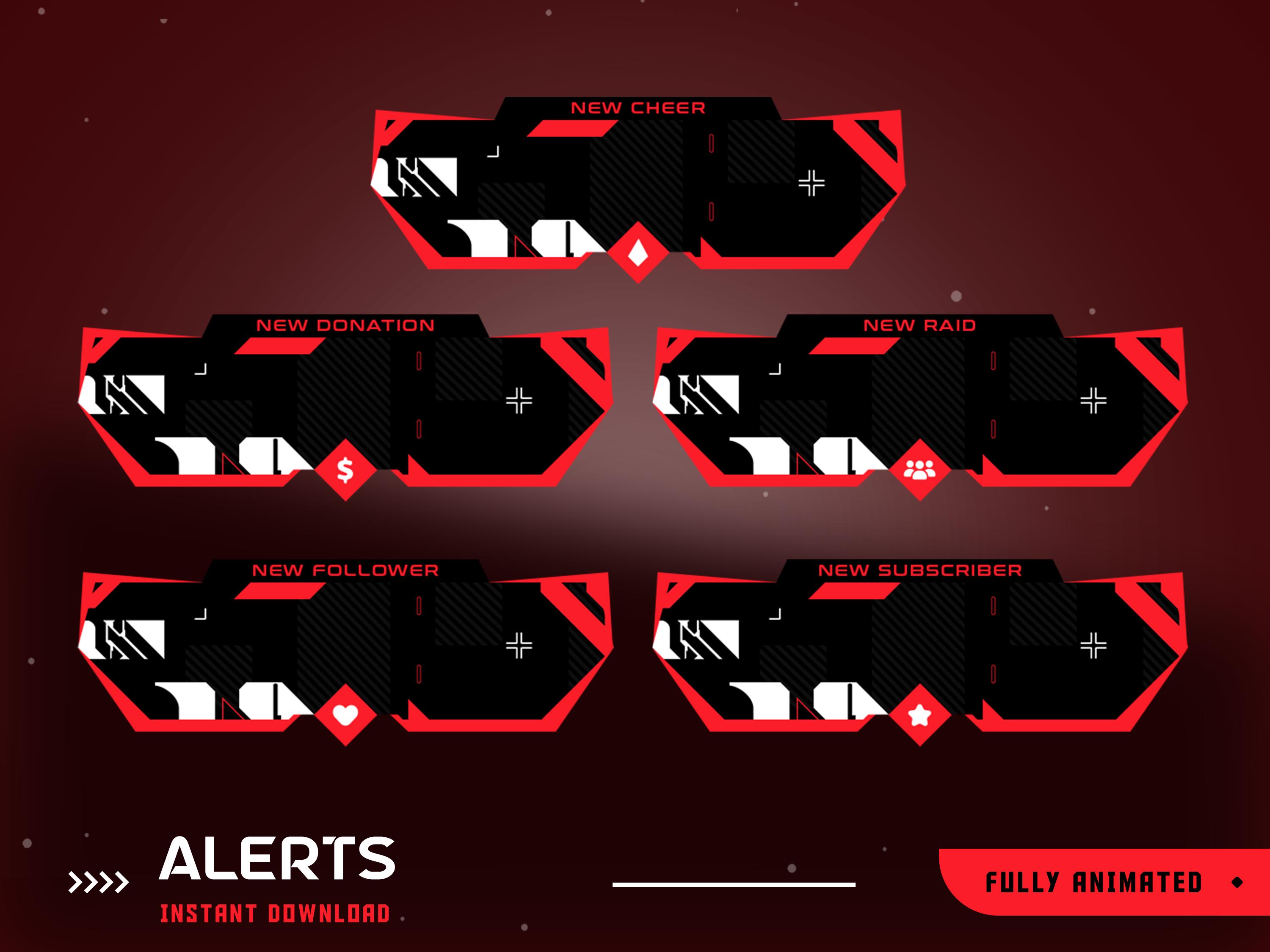 Hyper Grid Animated Stream Overlay Package, Red Black Theme Overlay ...