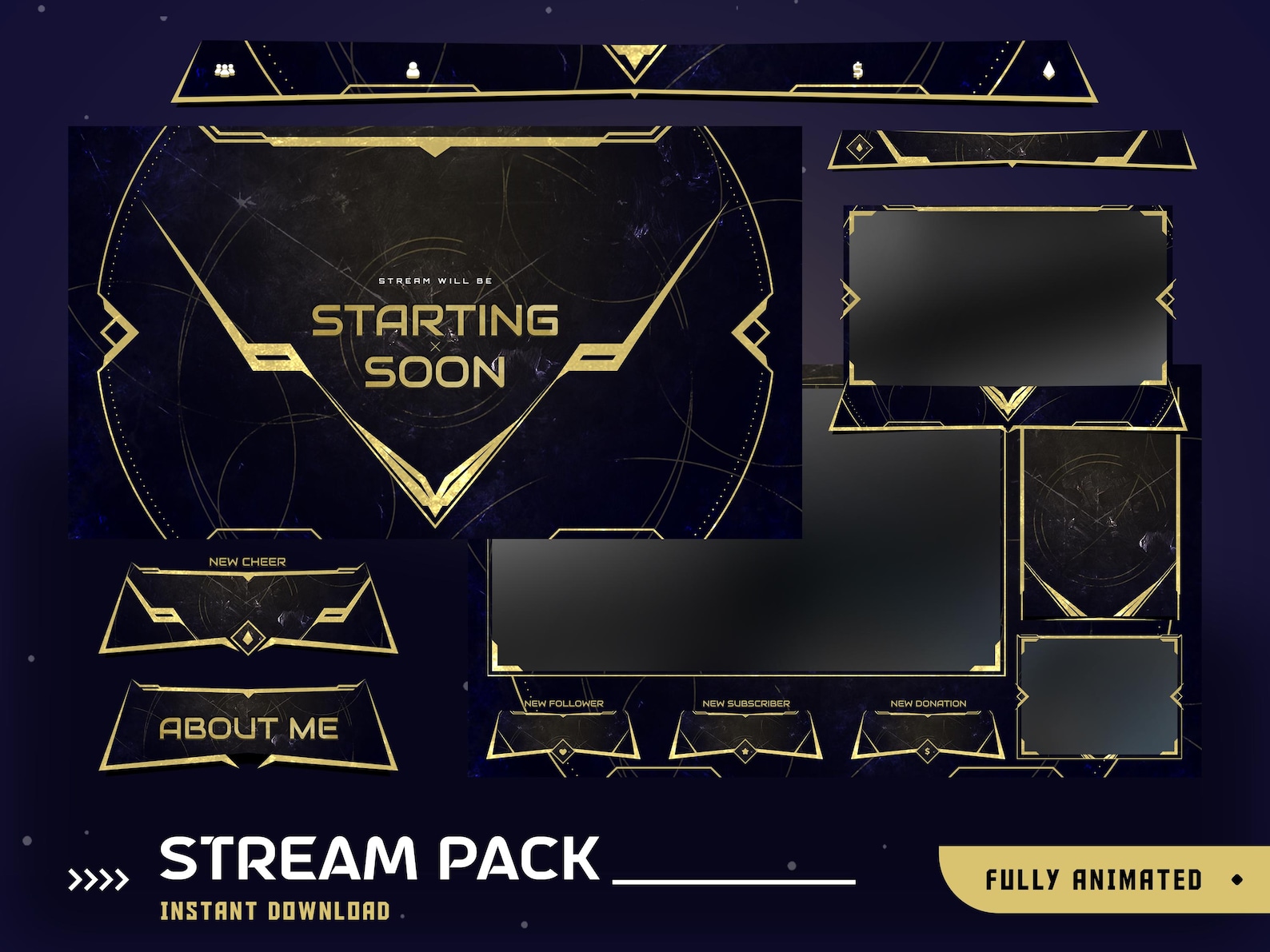 Warframe Animated Stream Overlay Package, Animated Dark Vtuber Twitch ...