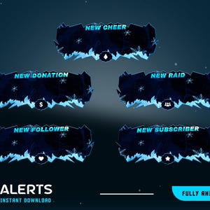 Ice Animated Stream Overlay Package, Blue Ice Theme Overlay, Winter ...