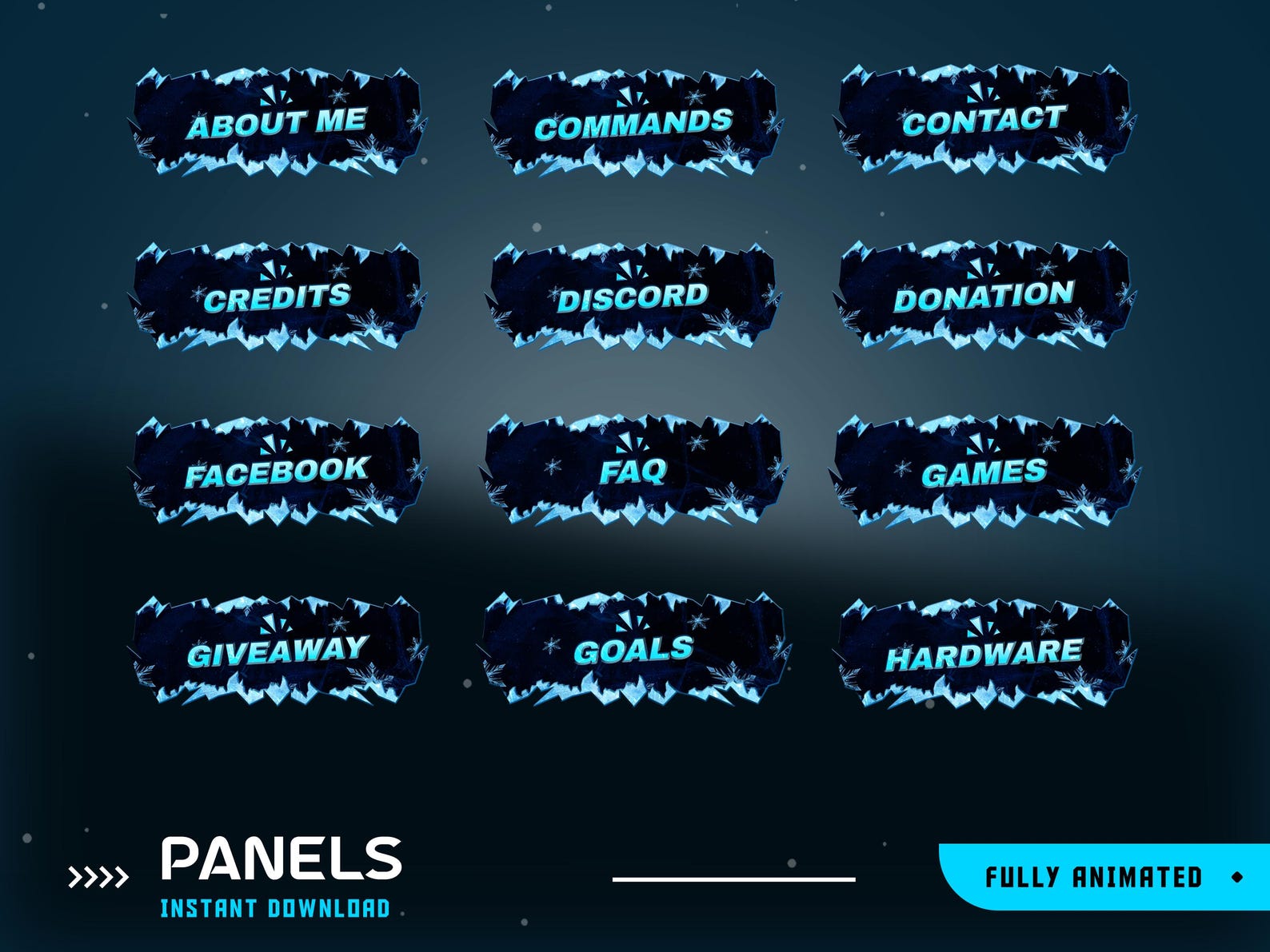 Ice Animated Stream Overlay Package, Blue Ice Theme Overlay, Winter ...