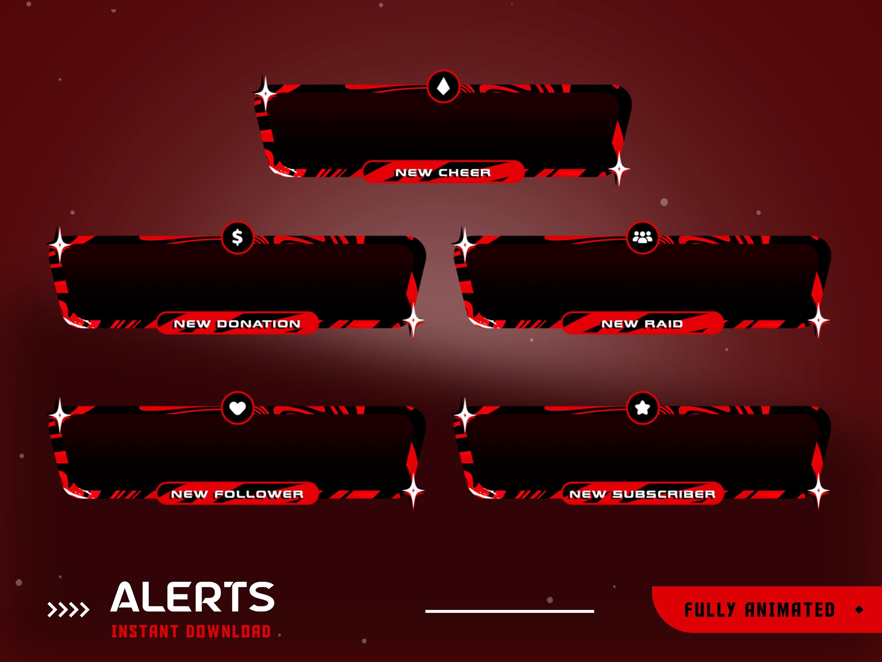 Liquid Animated Stream Overlay Package, Red Black Stream Overlay, Swirl ...