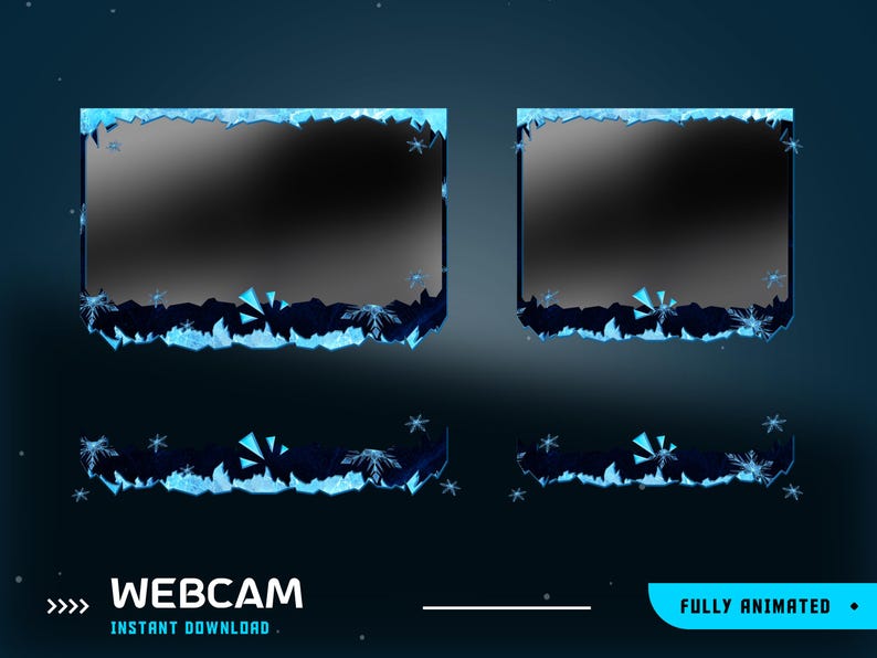 Ice Animated Stream Overlay Package, Blue Ice Theme Overlay, Winter ...