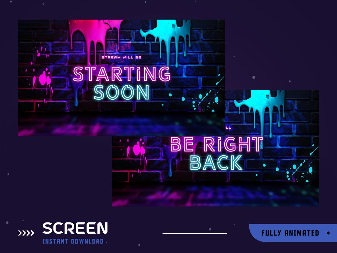 Chromatic Spill Animated Stream Screen Overlay Package, Neon Drip ...