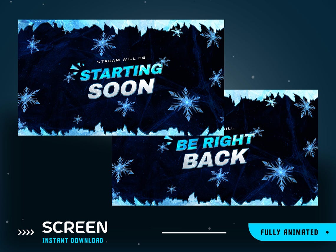 Ice Animated Stream Overlay Package, Blue Ice Theme Overlay, Winter ...