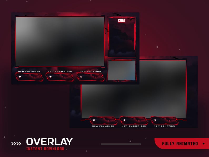 Eclipse Warlord Animated Stream Overlay Package, Animated Dark Vtuber ...