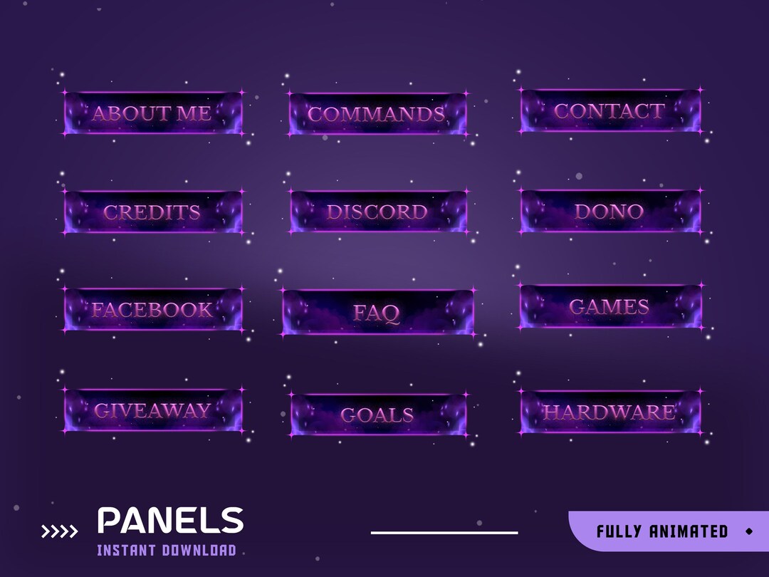 Ethereal Night Static Stream Panel Vtuber Package, Purple Stream Panels ...