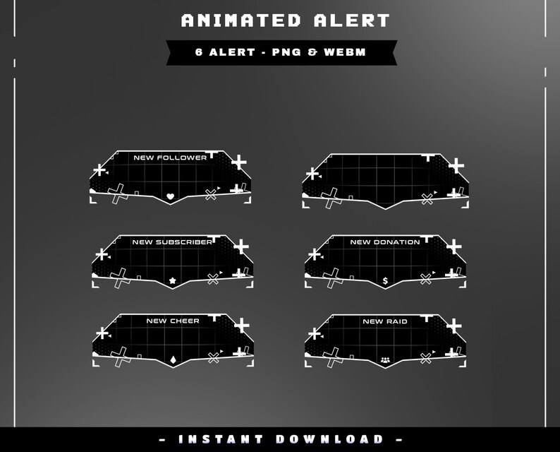 Monogrid Animated Stream Overlay Package, White Black Art Stream ...