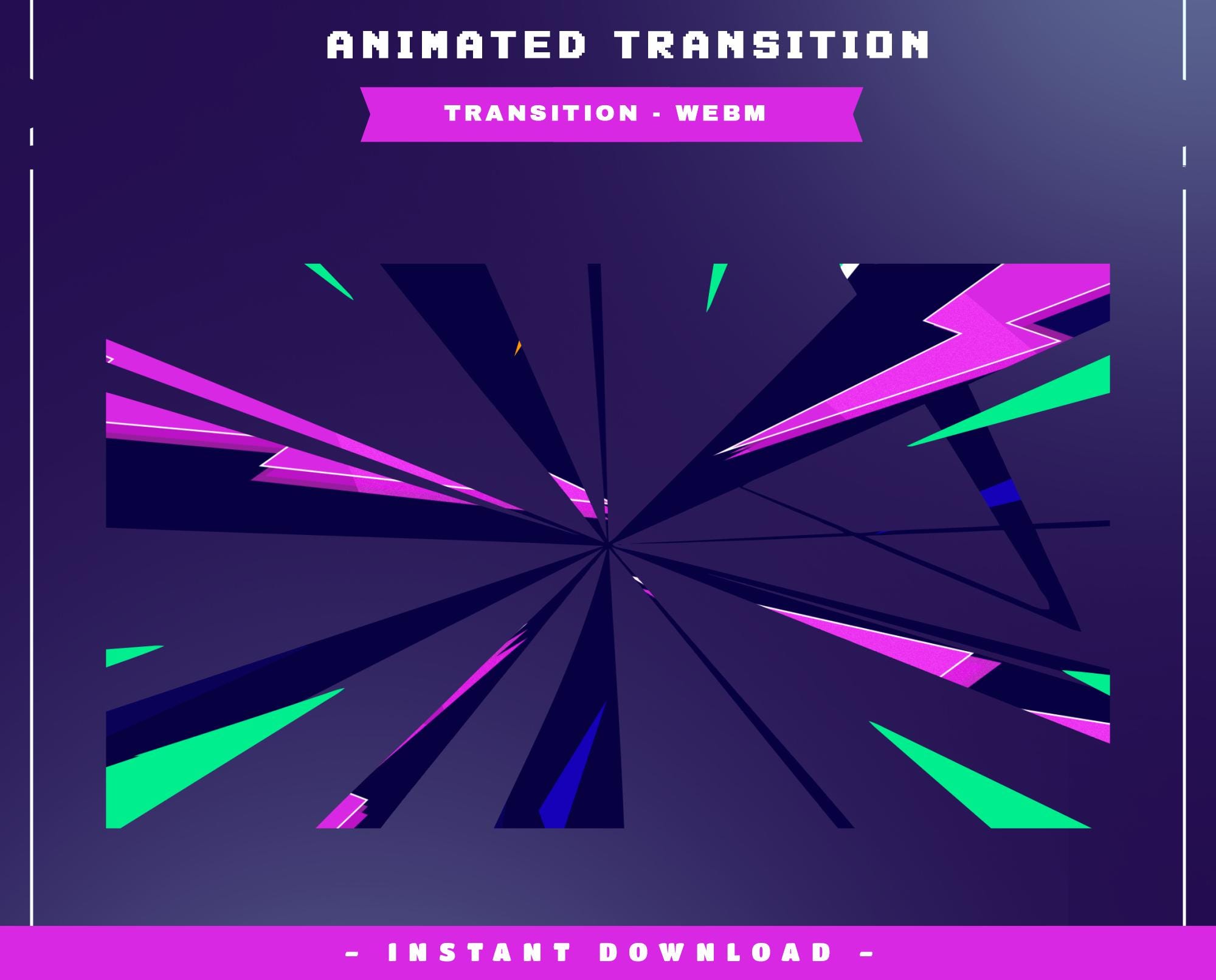 Energy Surge Animated Stinger Transition Overlay Package, Animated Neon ...