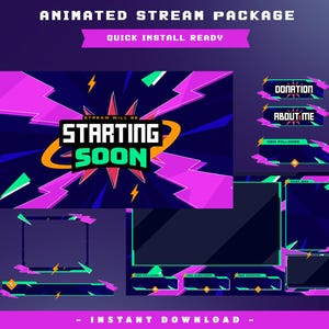 Energy Surge Animated Stream Overlay Package, Animated Futuristic Vibes ...