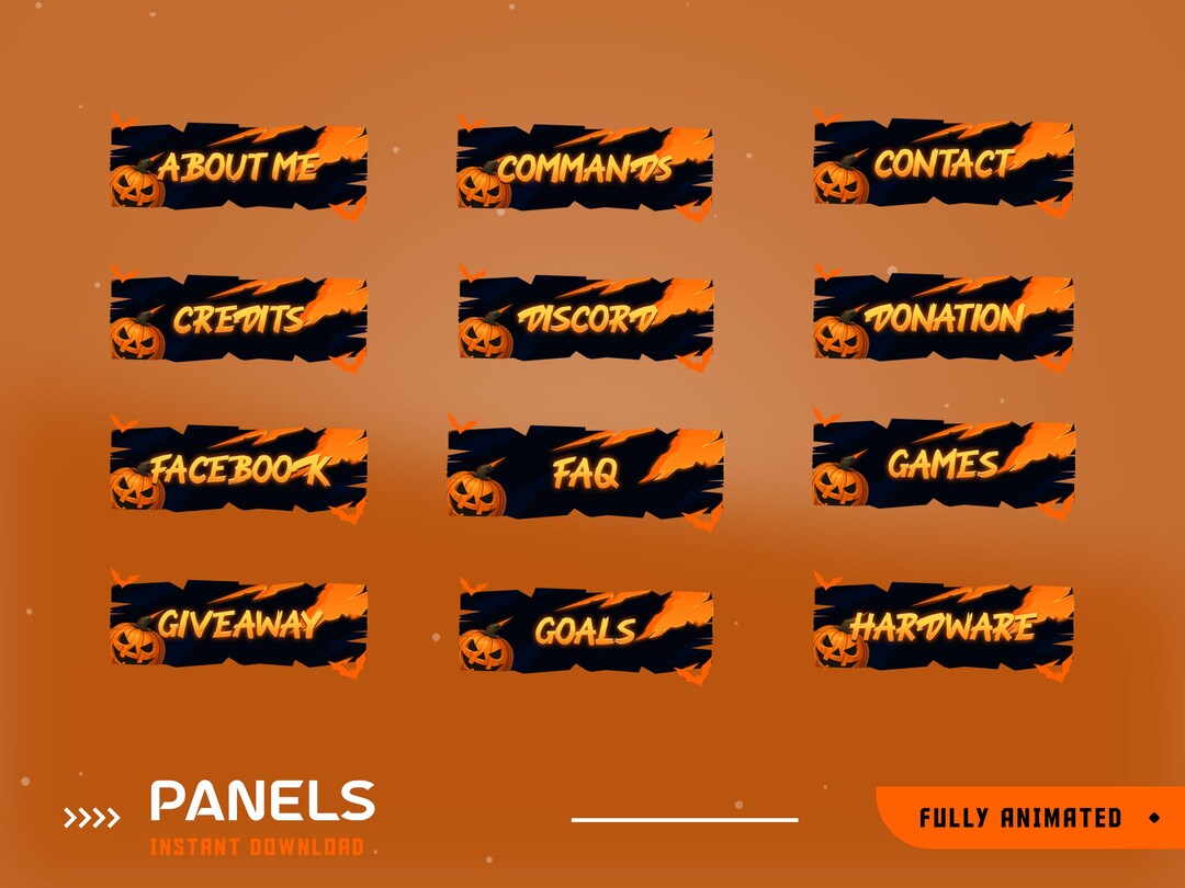 Spider Flame Static Stream Panel Overlay Package, Halloween Stream ...