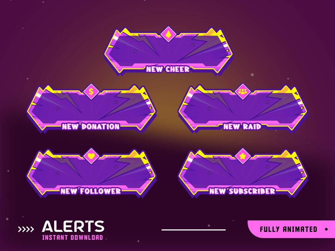 Boom Zap Animated Stream Alert Overlay Package, Animated Alert Pop Art ...