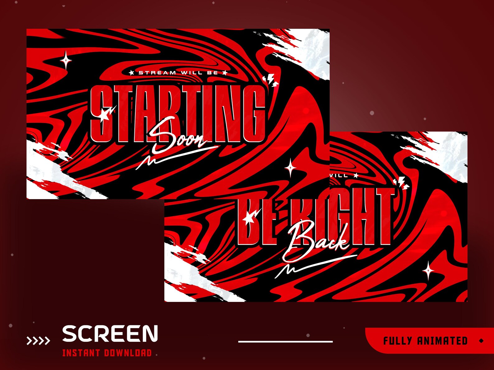 Liquid Animated Stream Overlay Package, Red Black Stream Overlay, Swirl ...