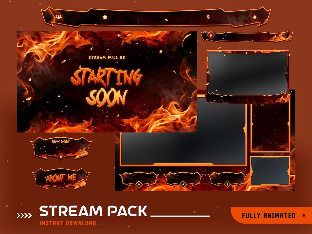 Glowheat Animated Stream Overlay Package, Fire Stream Overlay, Flame ...