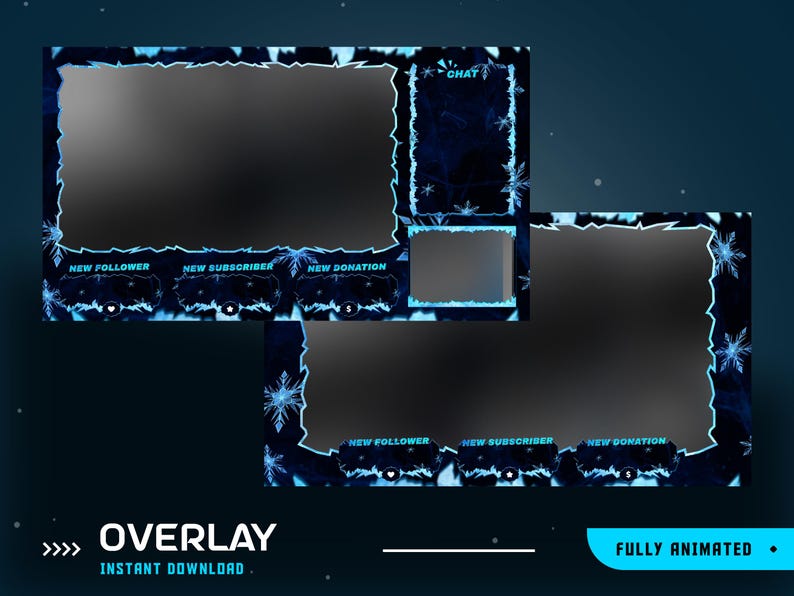 Ice Animated Stream Overlay Package, Blue Ice Theme Overlay, Winter ...