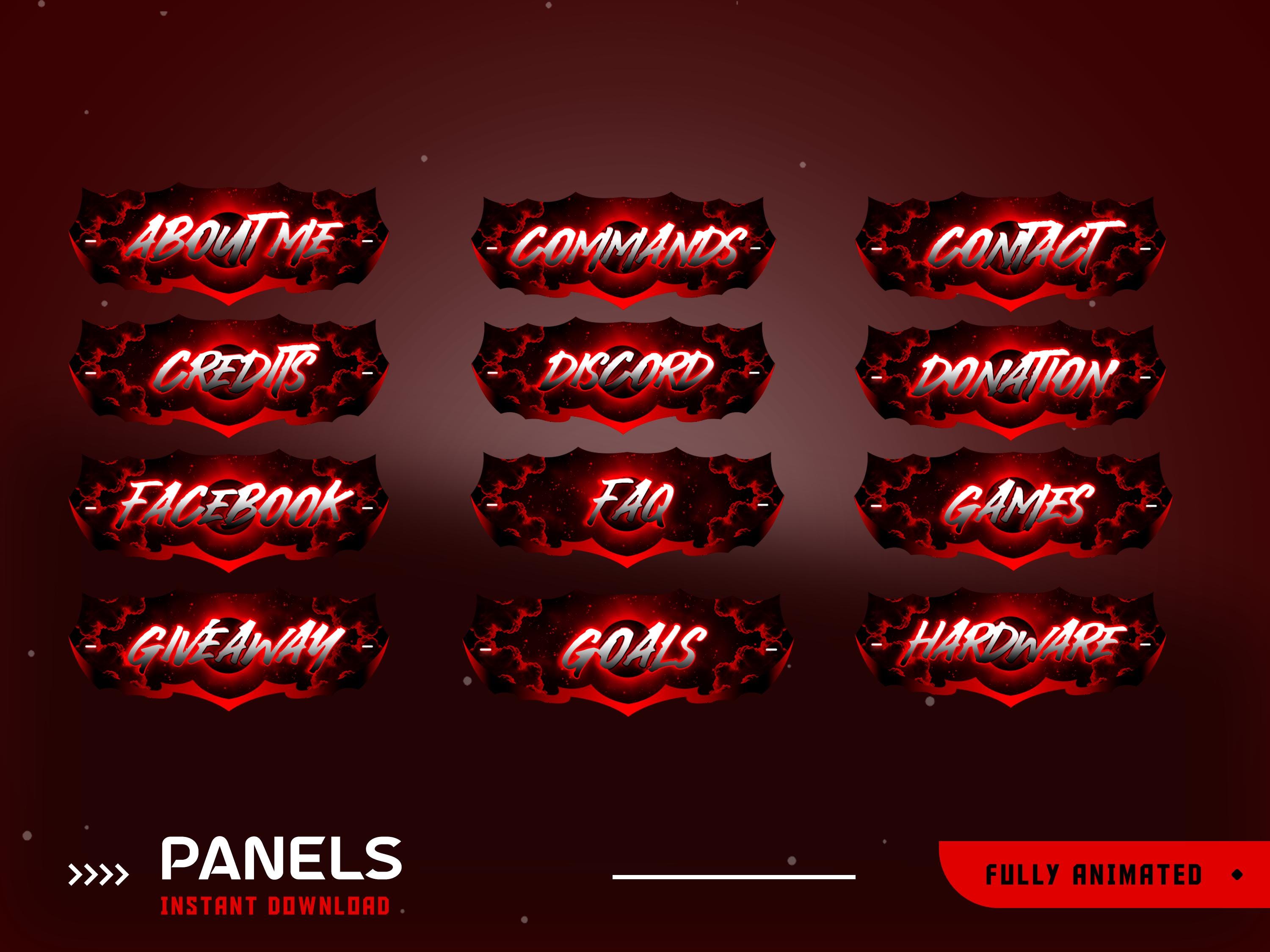 Dark Red Cloud Static Stream Panel Overlay Package, Red Black Stream ...