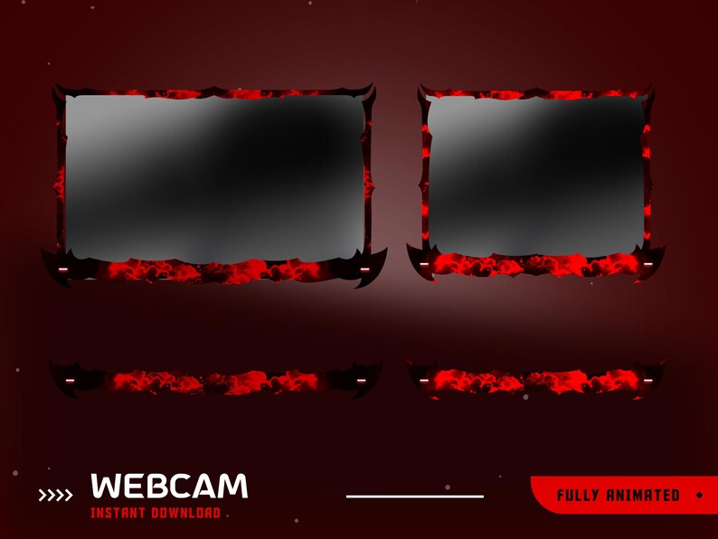 Dark Red Cloud Animated Stream Overlay Package, Red Stream Overlay ...