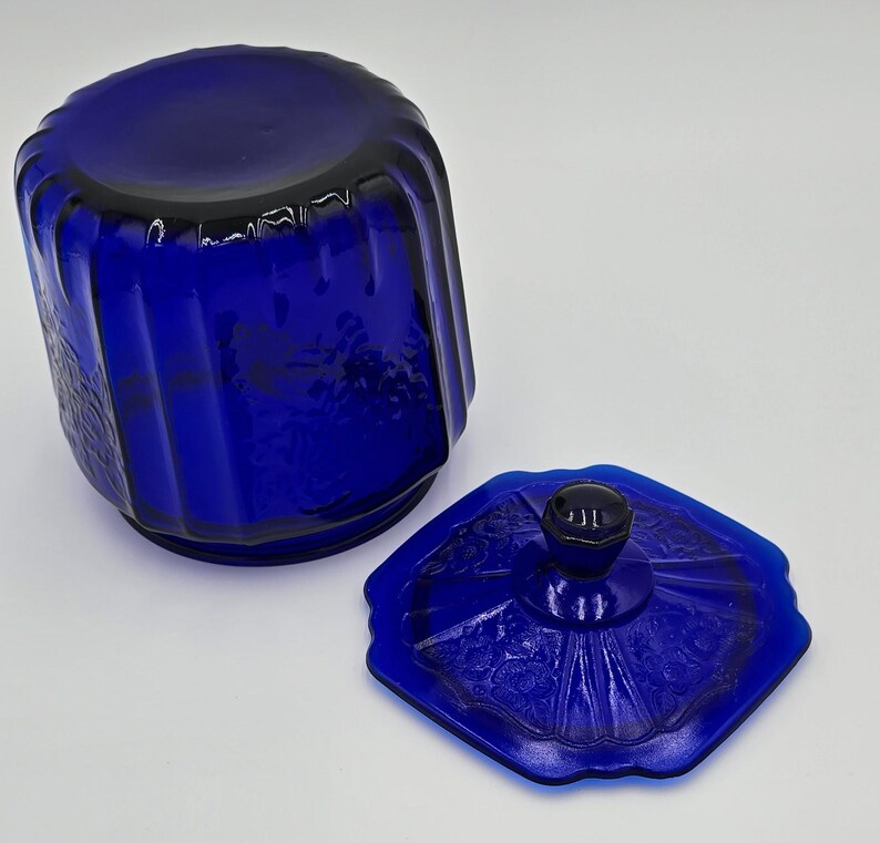 Cobalt Blue Mayfair Open Rose Cookie Jar - Anchor Hocking Reproduction ...
