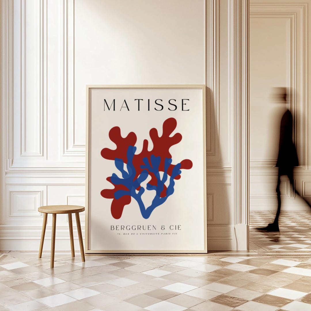 Matisse Cut-out Print: Red and Blue Abstract Wall Art (digital Download ...