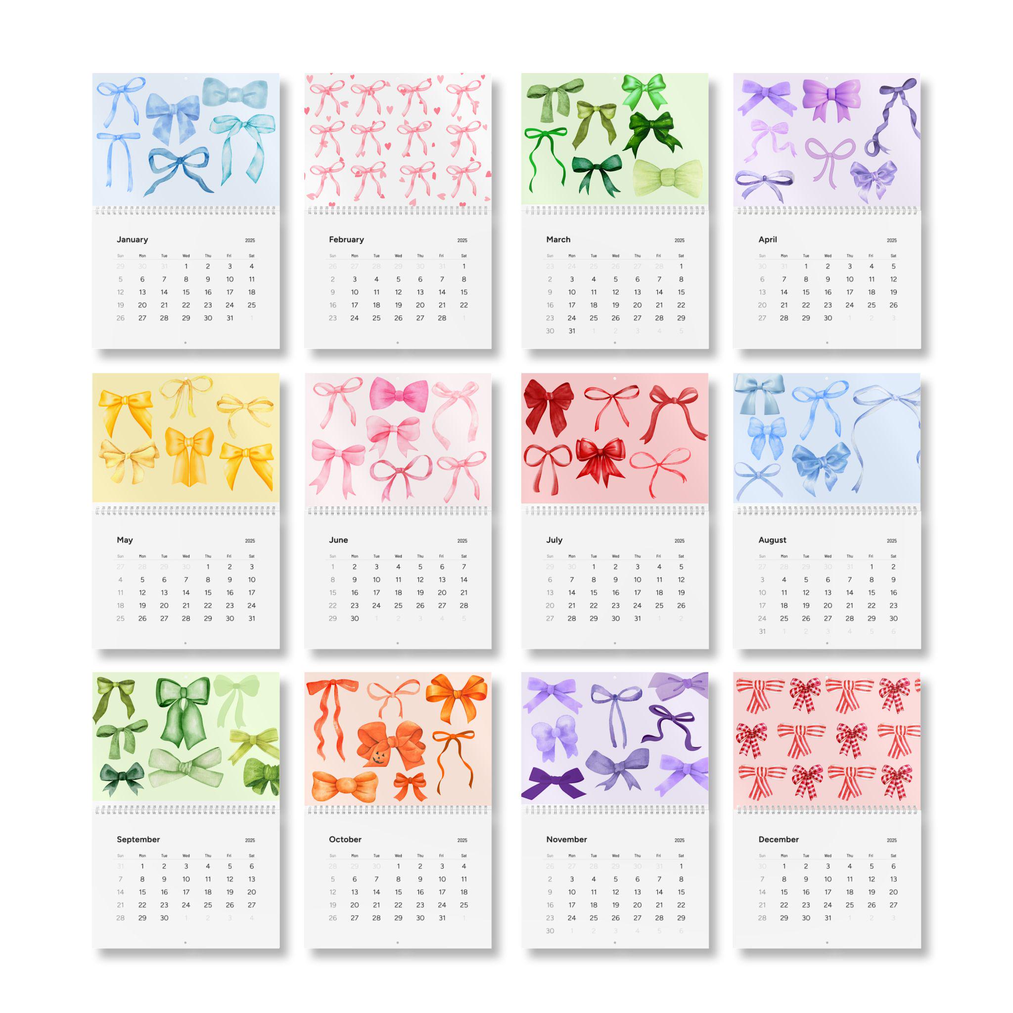 Bow Wall Calendar 2025 - Etsy