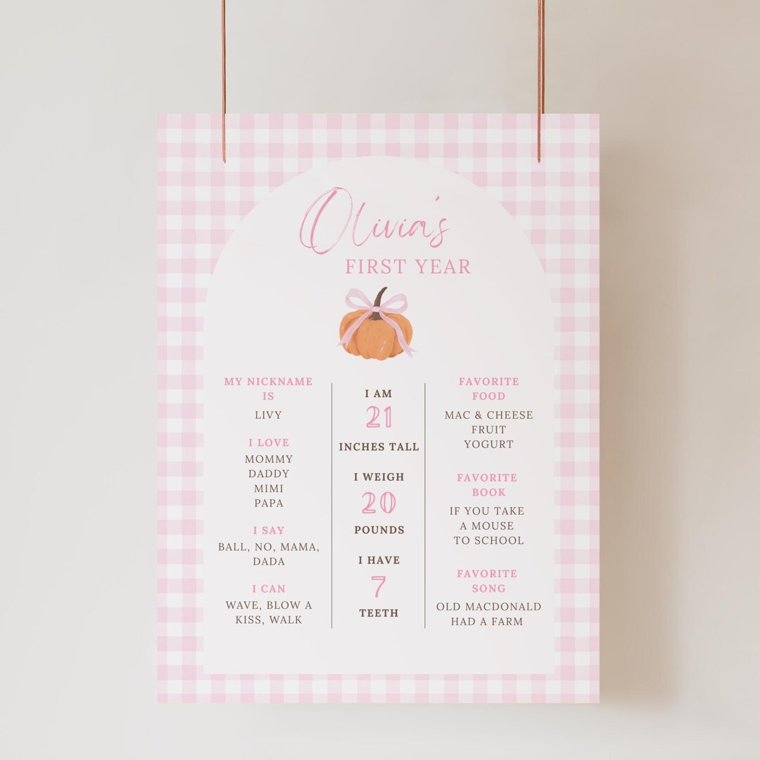 Fall Pumpkin Milestone Board Baby Template Digital Download Autumn ...