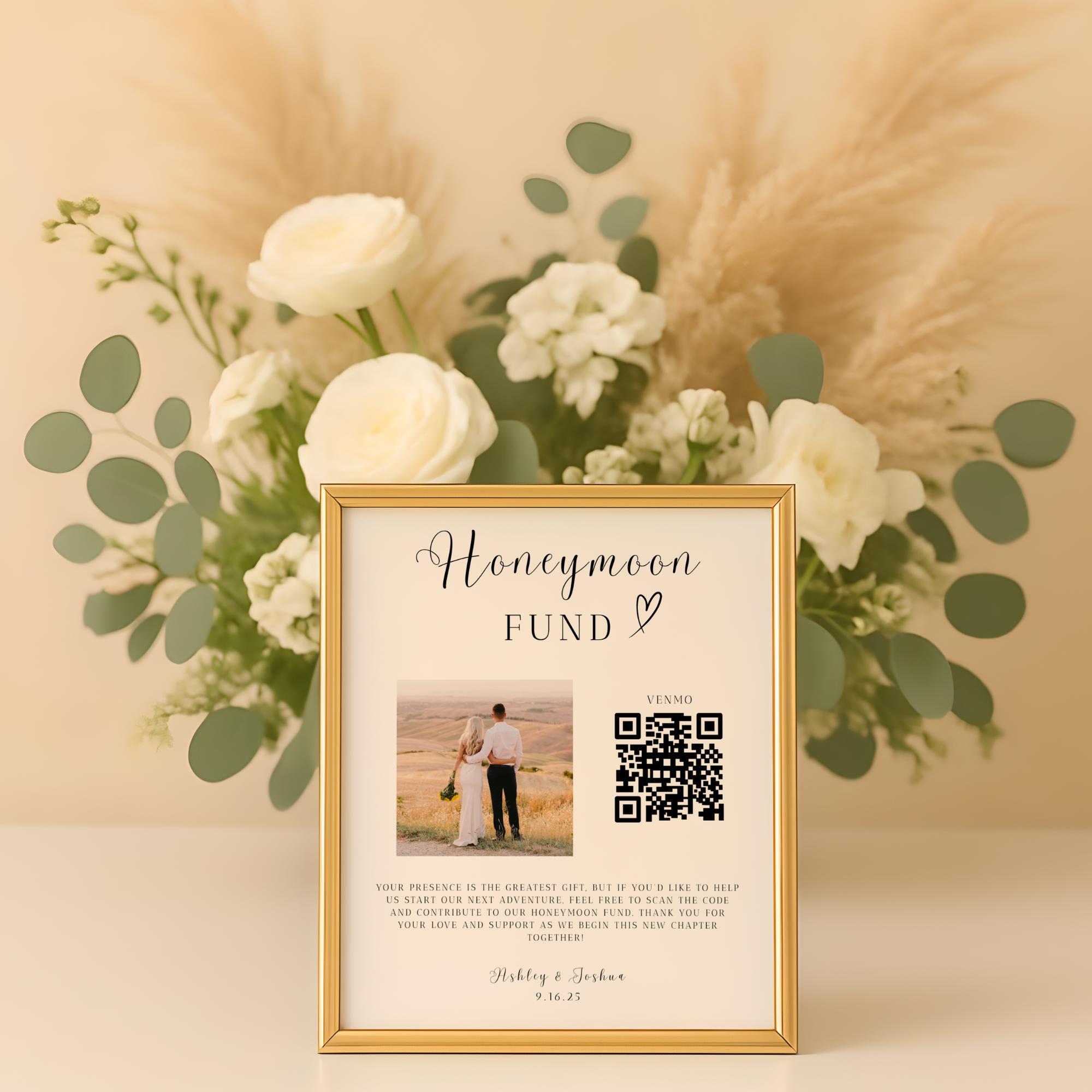 Honeymoon Fund Sign QR Code Sign Venmo Honeymoon Wish Sign Honeymoon ...