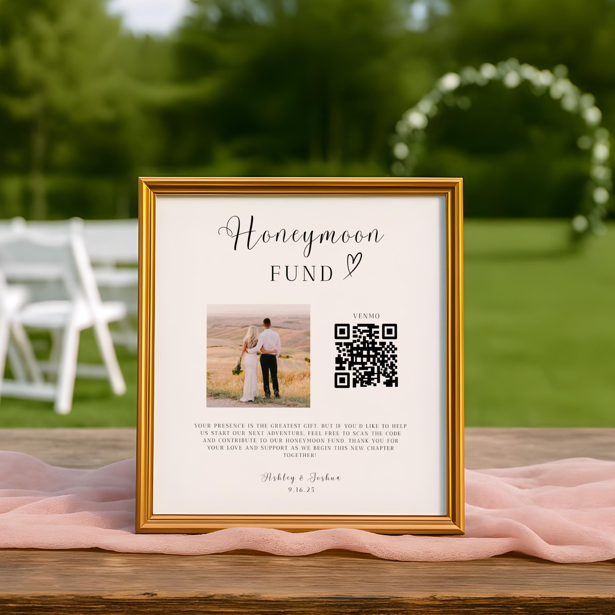 Honeymoon Fund Sign QR Code Sign Venmo Honeymoon Wish Sign Honeymoon ...