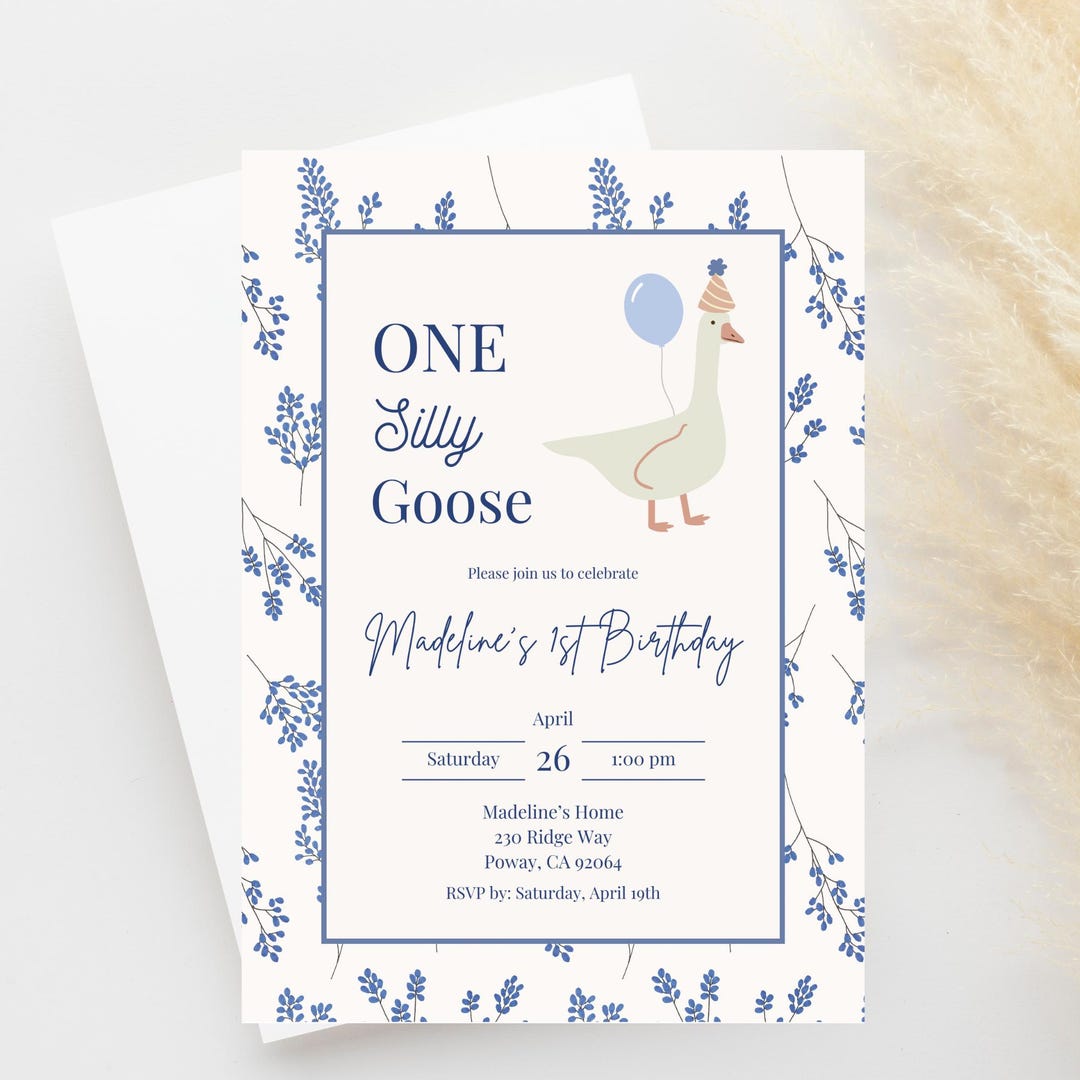 One Silly Goose Invite | One Silly Goose | One Silly Goose Birthday ...