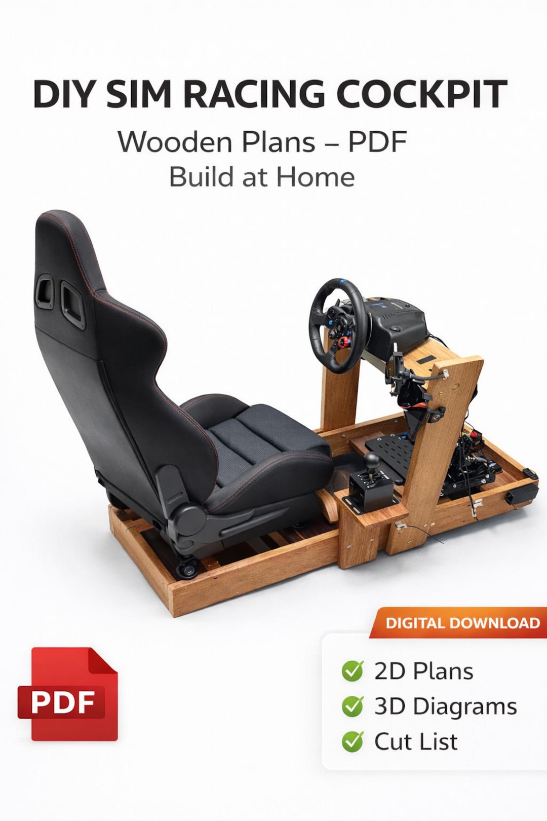 DIY Sim Racing Cockpit - Wooden Construction Plans - Etsy