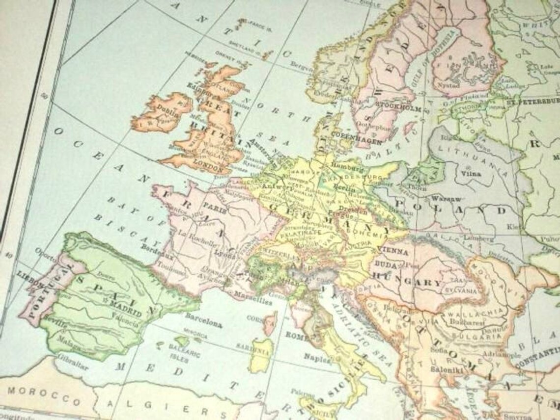 1910, Map of Europe About the Middle of the 18th Century, Unframed - Etsy