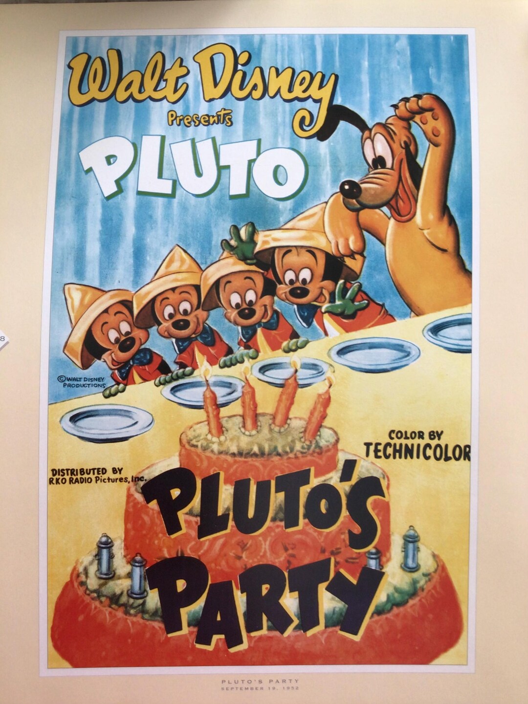 Walt Disney 2-sided Movie Cartoon Poster, Pluto’s Party/mail Dog, Wall ...