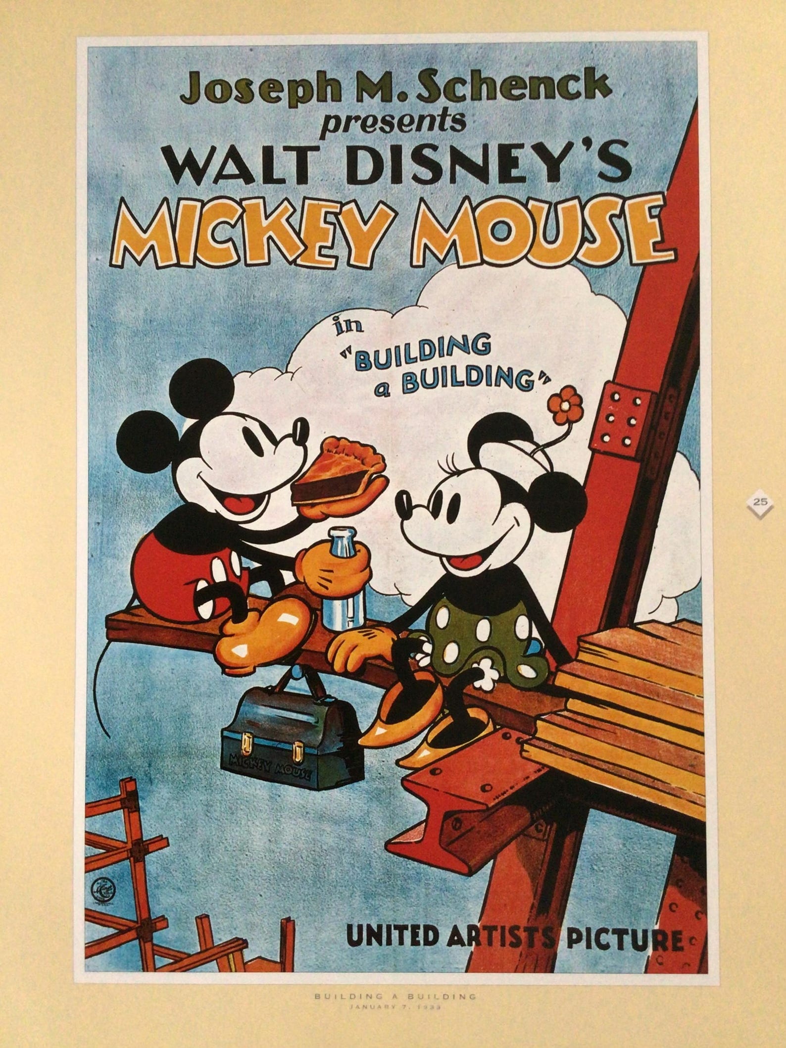 Walt Disney 2-sided Movie Cartoon Poster, Mickey Mouse in Building a ...