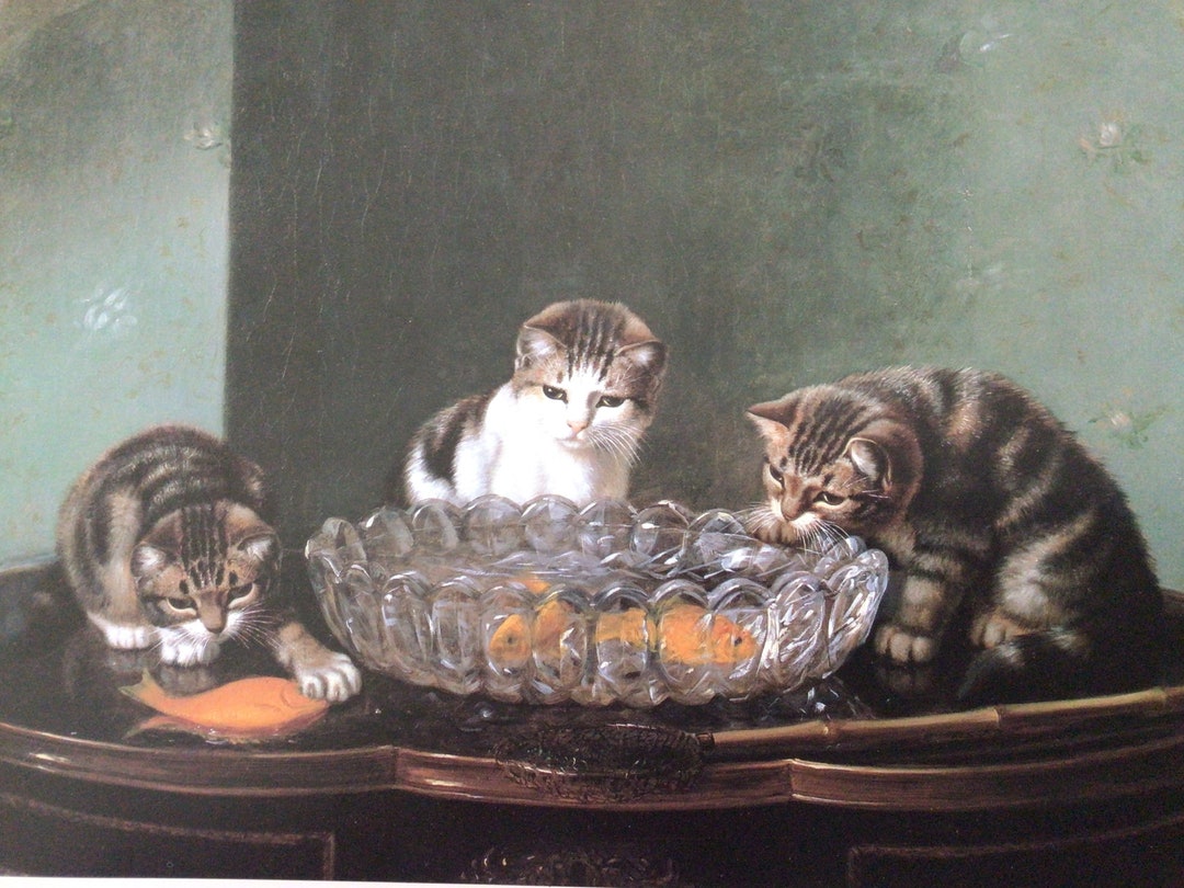 Horatio Henry Couldrey, THE FISHING PARTY, Cat Print, Wall Decor ...