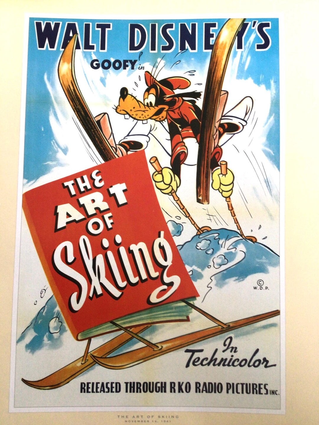 Walt Disney Movie Cartoon Poster, Goofy in THE ART of SKIING , Wall ...