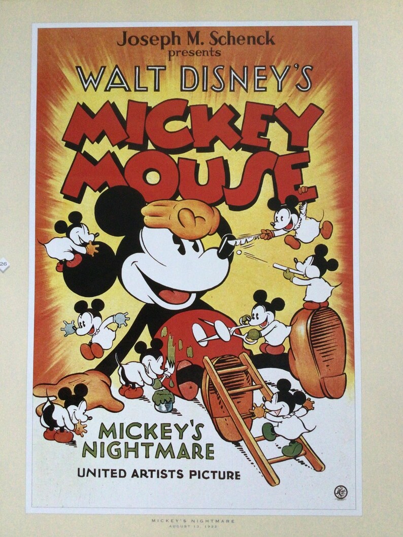 Walt Disney 2-sided Movie Cartoon Poster, Mickey Mouse in Building a ...